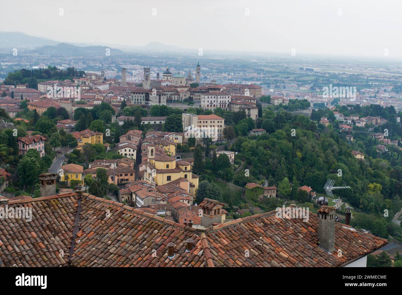 Aerial view of Bergamo city - Old town Stock Photo - Alamy
