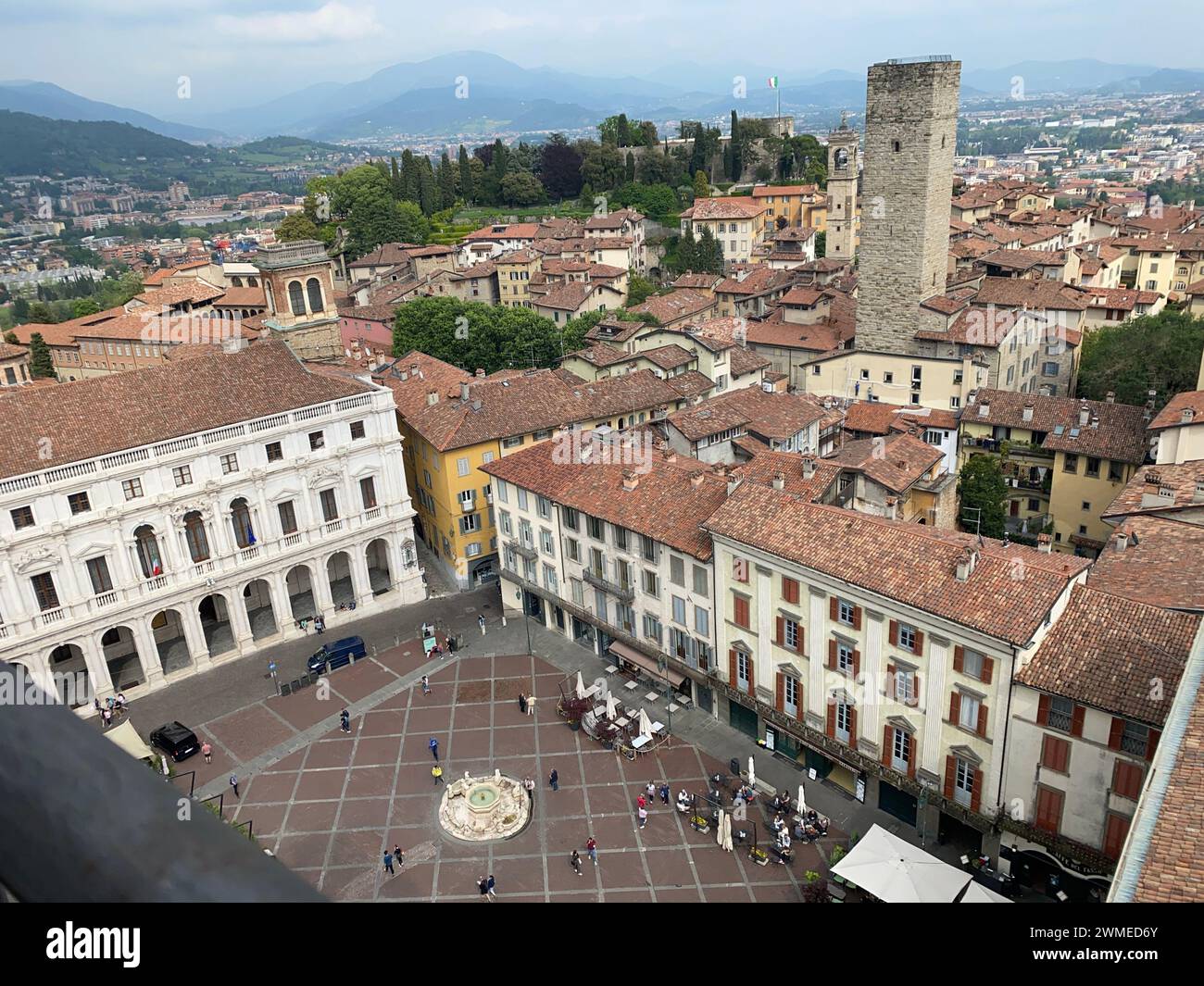 Aerial view of Bergamo city - Old town Stock Photo - Alamy
