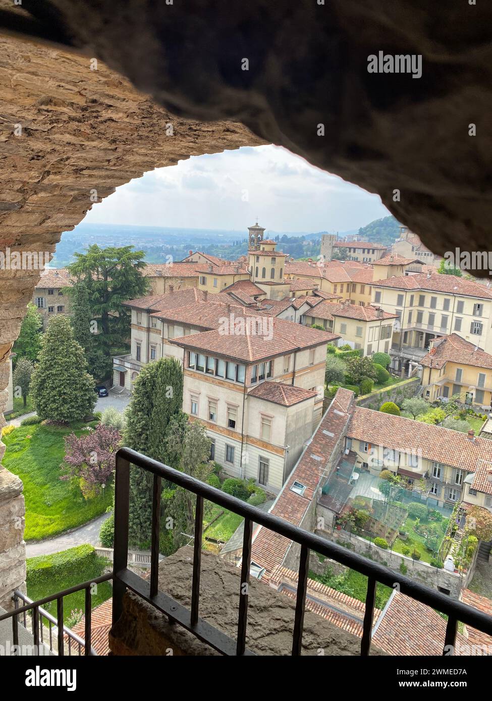 Aerial view of Bergamo city - Old town Stock Photo - Alamy