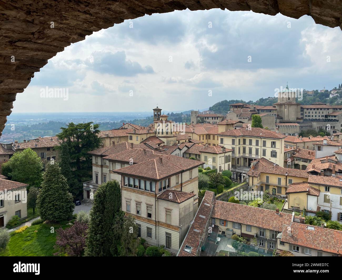 Aerial view of Bergamo city - Old town Stock Photo - Alamy