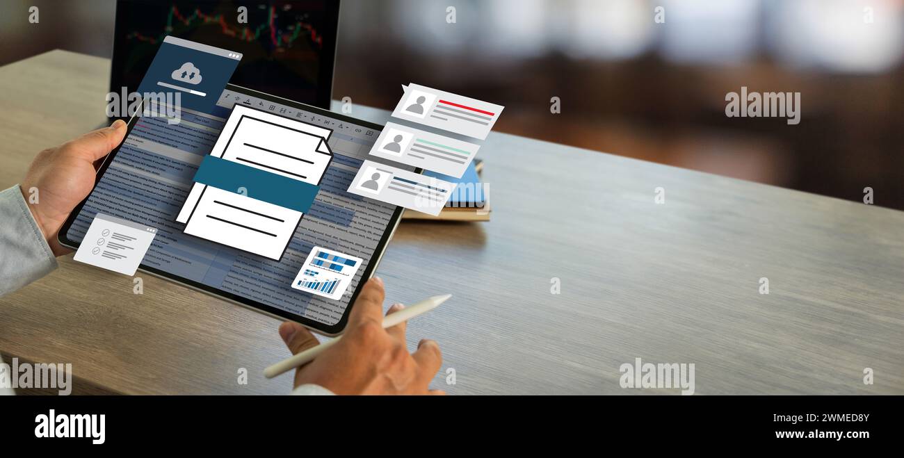 businessman working with data and graphs in spreadsheet documents for ...