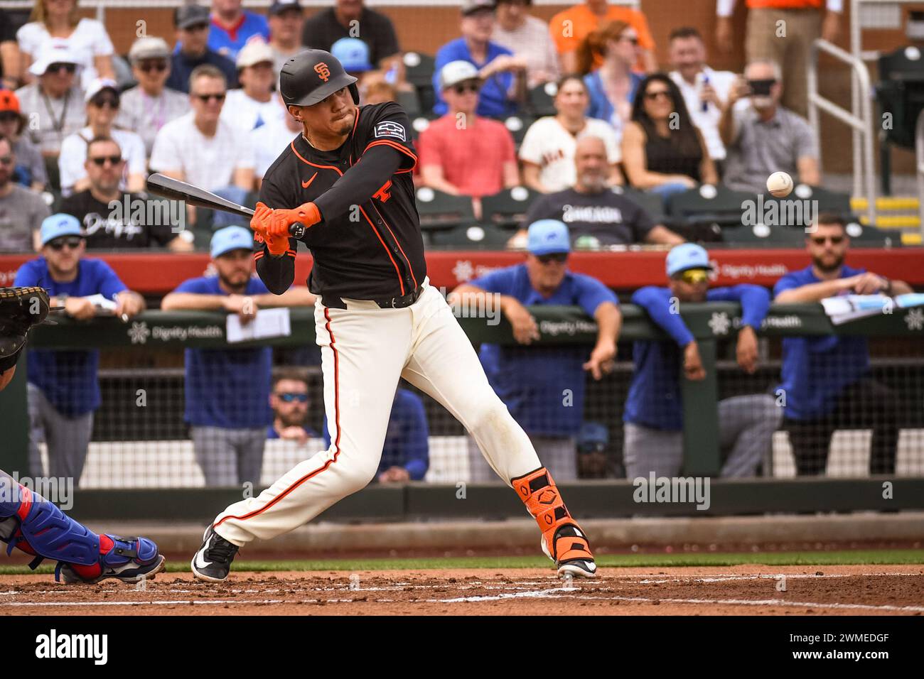 San Francisco Giants first baseman Wilmer Flores (41) grounds out in ...