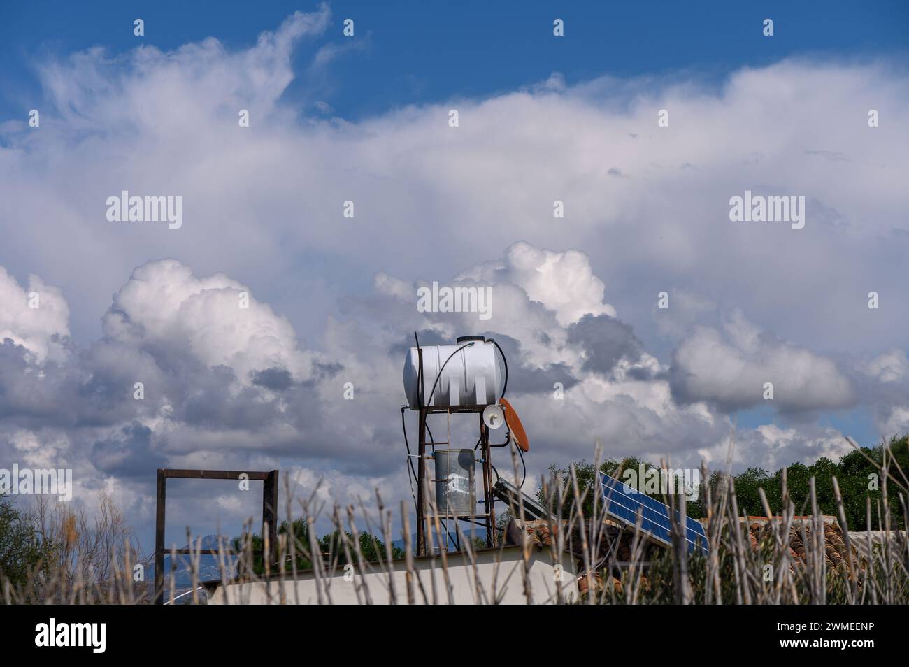 water tank in a village in Cyprus Stock Photo - Alamy