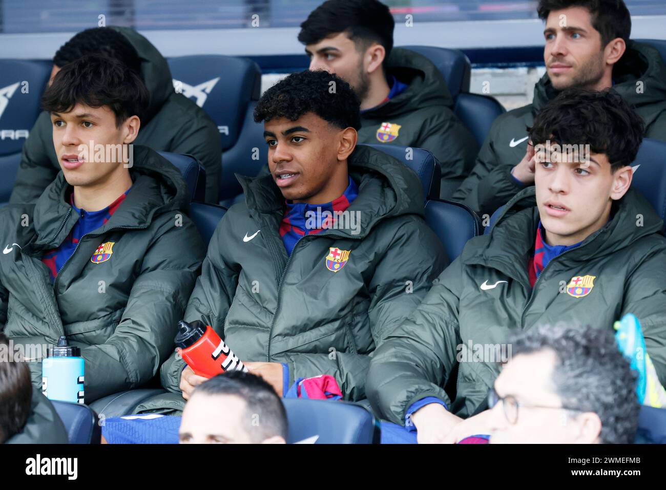 Barcelona, Spain. Credit: D. 24th Feb, 2024. Lamine Yamal, Hector Fort ...