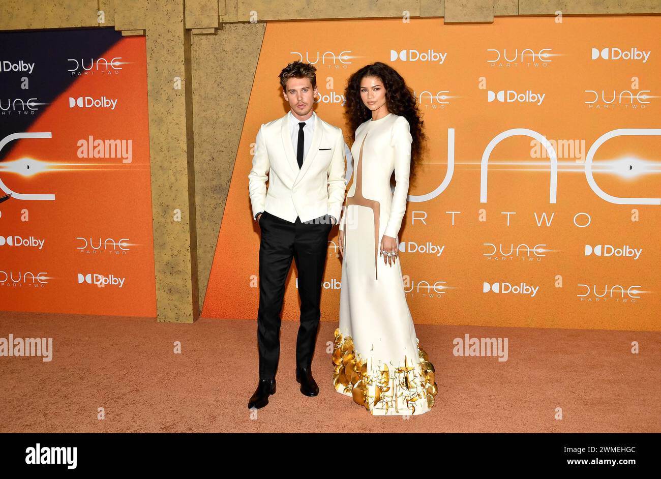 Austin Butler, left, and Zendaya attend the premiere of "Dune: Part Two ...