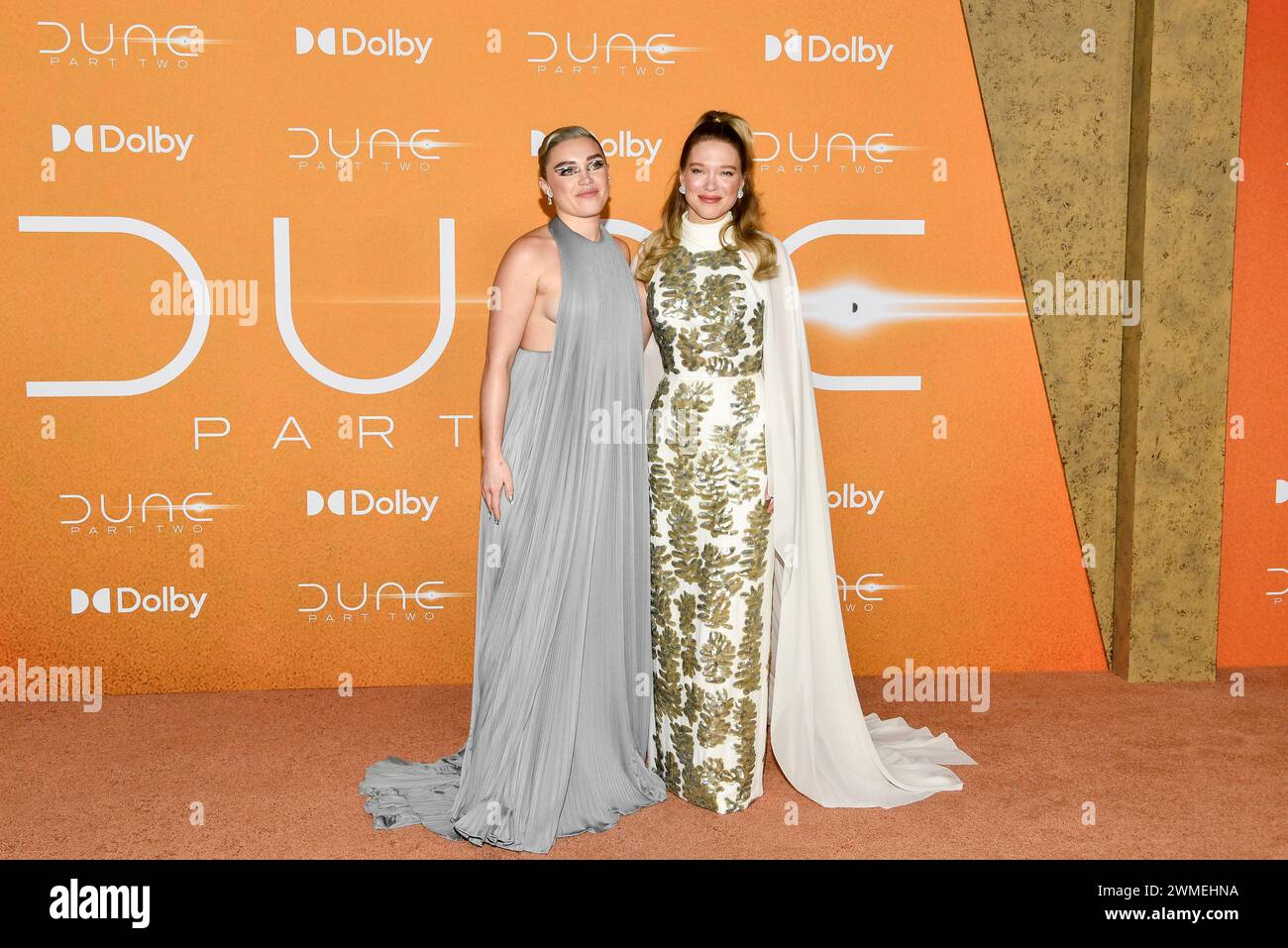 Florence Pugh, left, and Lea Seydoux attend the premiere of "Dune: Part ...