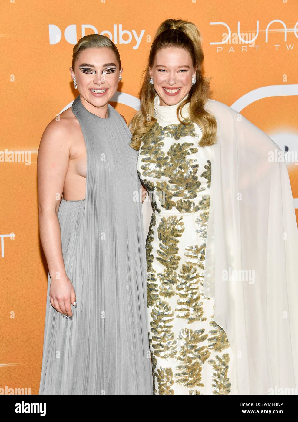 Florence Pugh, left, and Lea Seydoux attend the premiere of "Dune: Part ...