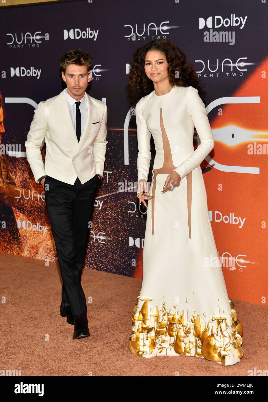 Austin Butler, left, and Zendaya attend the premiere of "Dune: Part Two ...