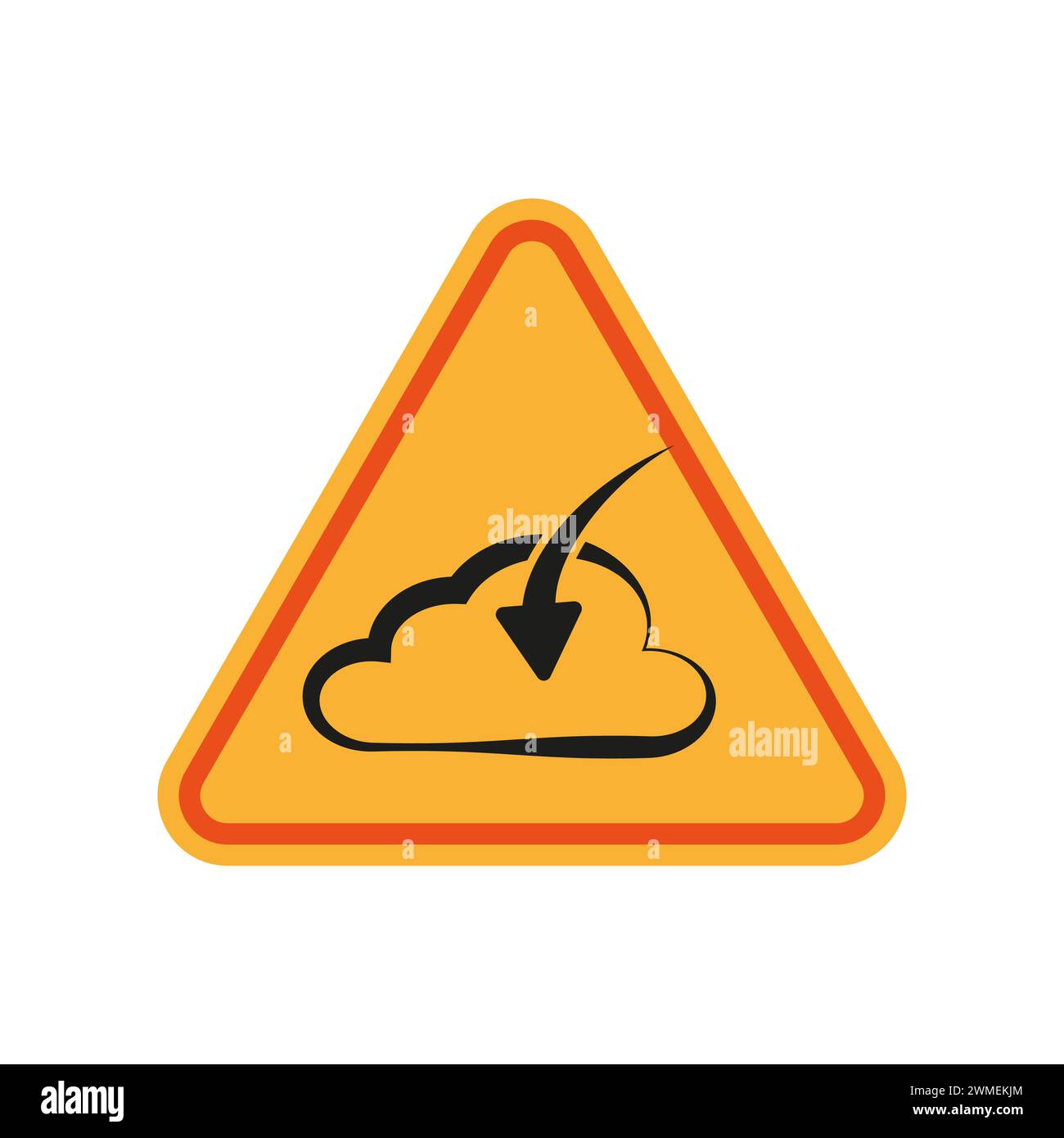 Warning sign cloud arrow down. Caution falling risk alert. Safety ... Warning sign cloud arrow down. Caution falling risk alert. Safety ...