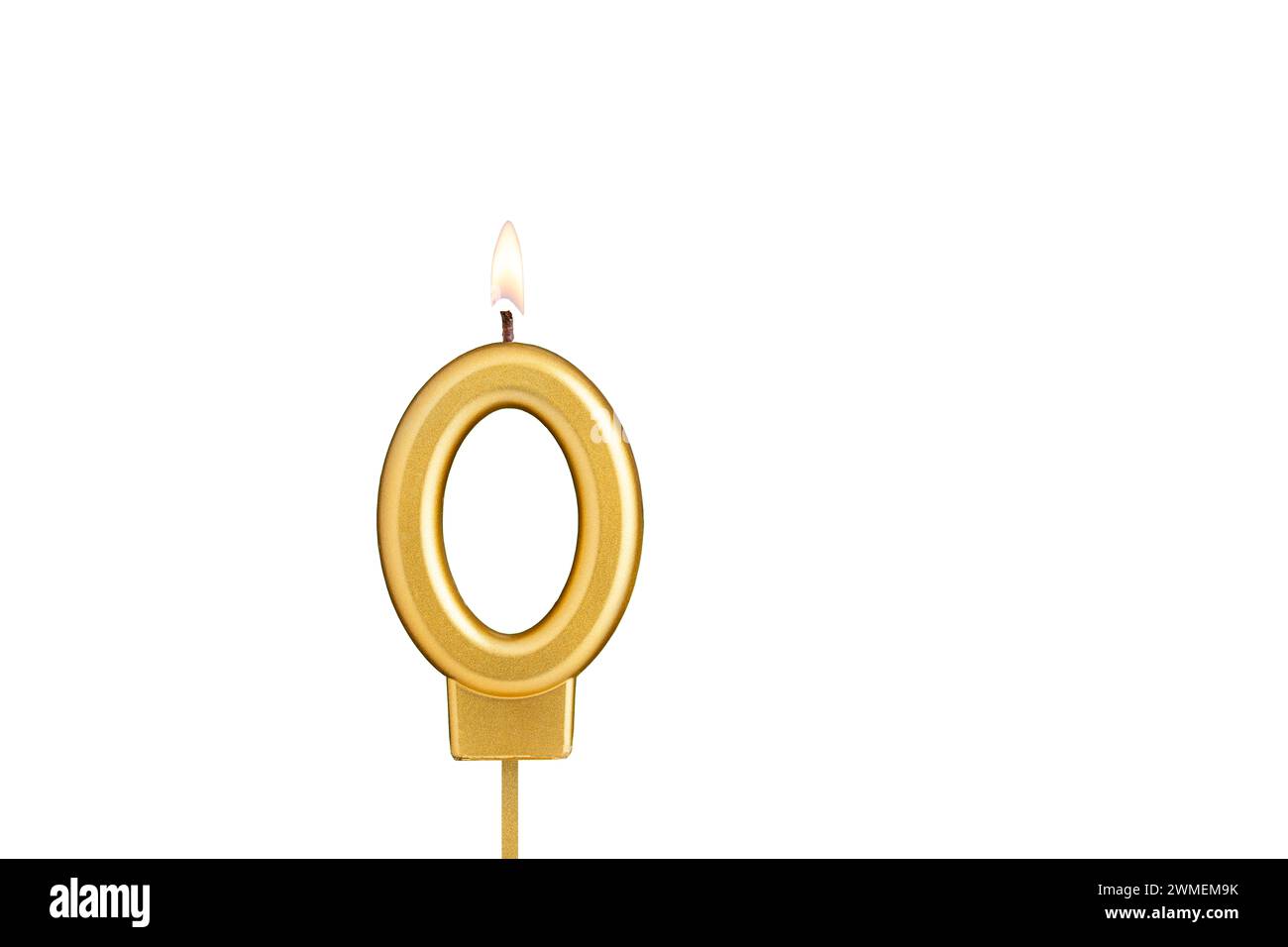 Golden number 0 birthday candle on white background Stock Photo - Alamy