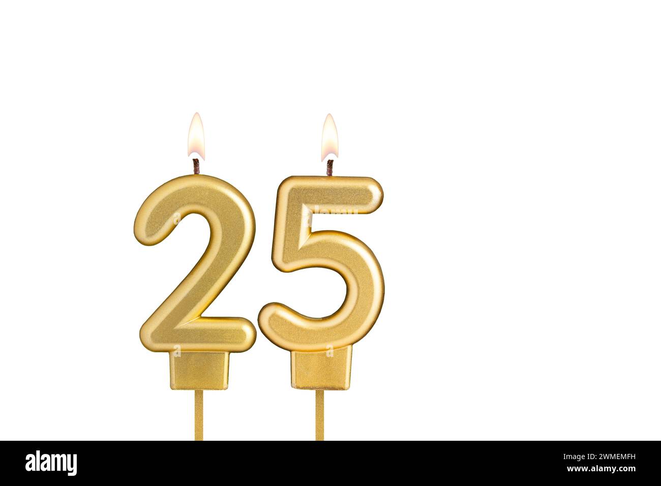 Birthday candle number 25 on white background Stock Photo - Alamy