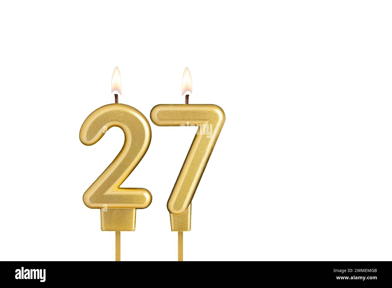 Birthday candle number 27 on white background Stock Photo - Alamy