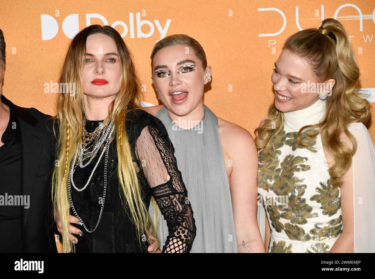 Rebecca Ferguson, left, Florence Pugh and Lea Seydoux attend the ...
