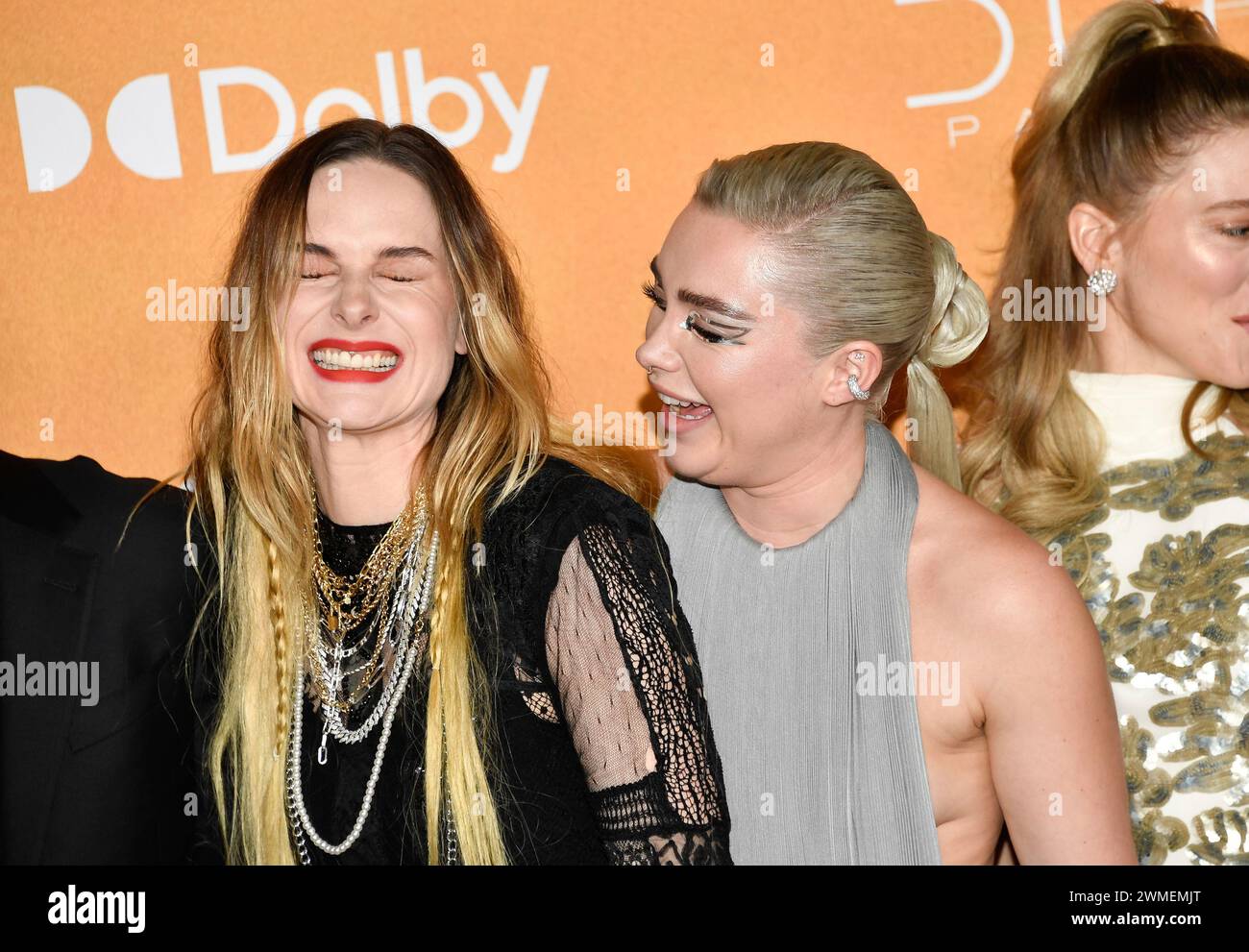 Rebecca Ferguson, left, and Florence Pugh attend the premiere of "Dune ...