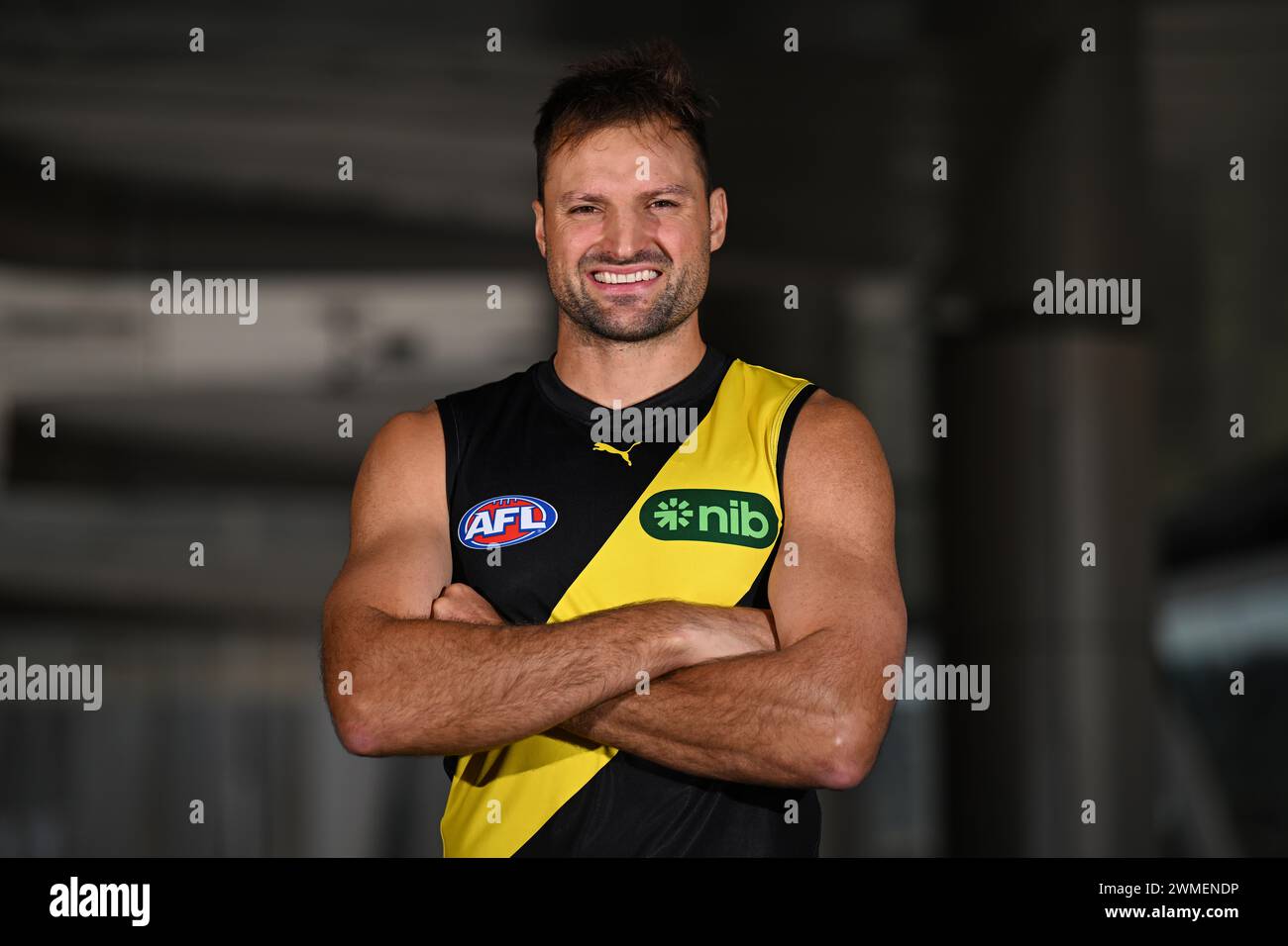Melbourne, Australia. 26th Feb, 2024. Toby Nankervis of Richmond poses ...