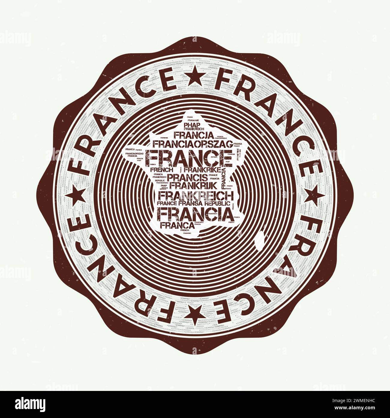 France seal. Country round logo with shape of France and country name ...