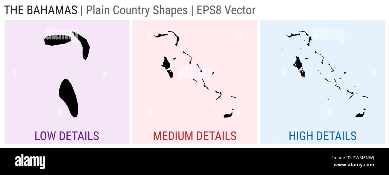 Bahamas - plain country shape. Low, medium and high detailed maps of ...