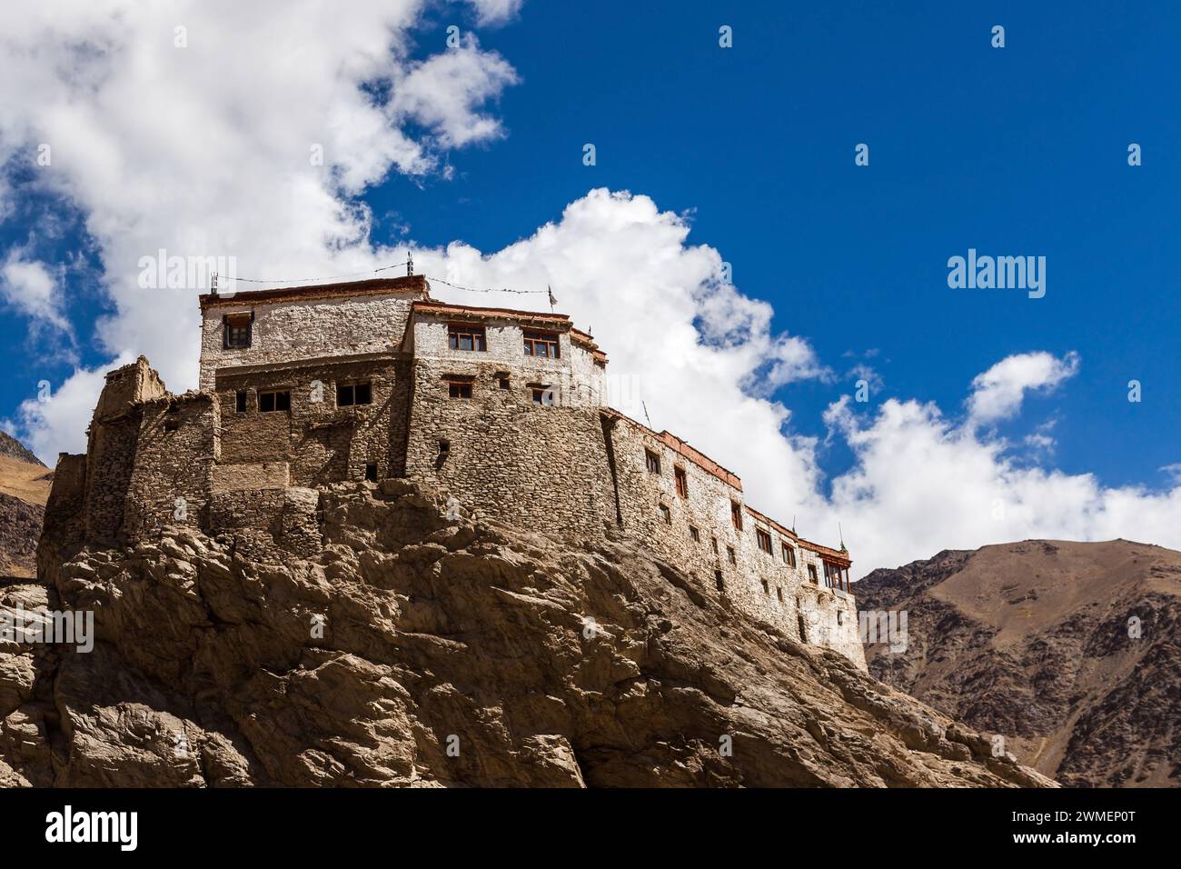 Tibetan Buddhist monastery in Ladakh, Northern India. Tibetan gompa on ...