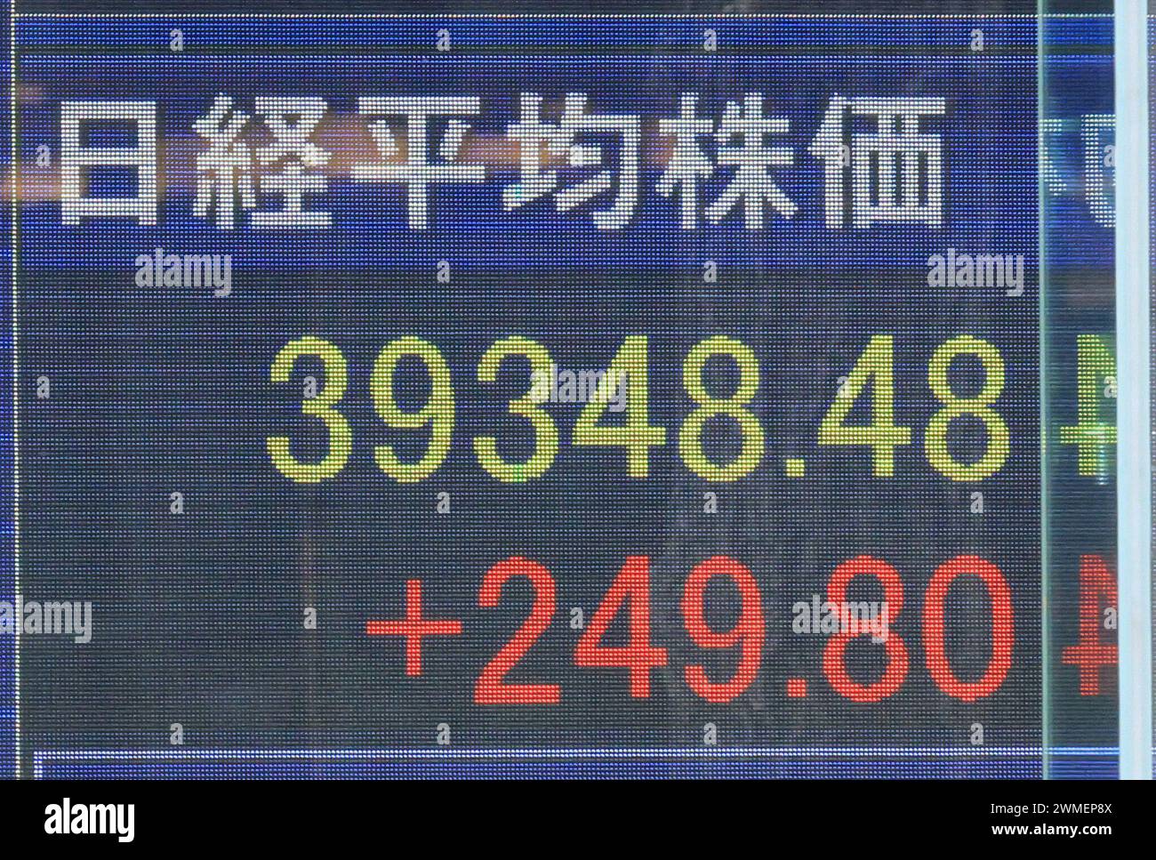 A monitor shows the Nikkei Stock Average in Osaka on Feb. 26, 2024 ...