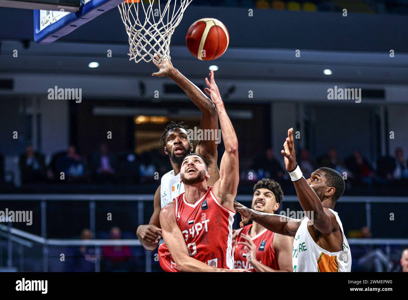 Cairo Egypt 25th Feb 2024 Ahmed Metwaly Front Of Egypt Goes For A Lay Up During The Fiba