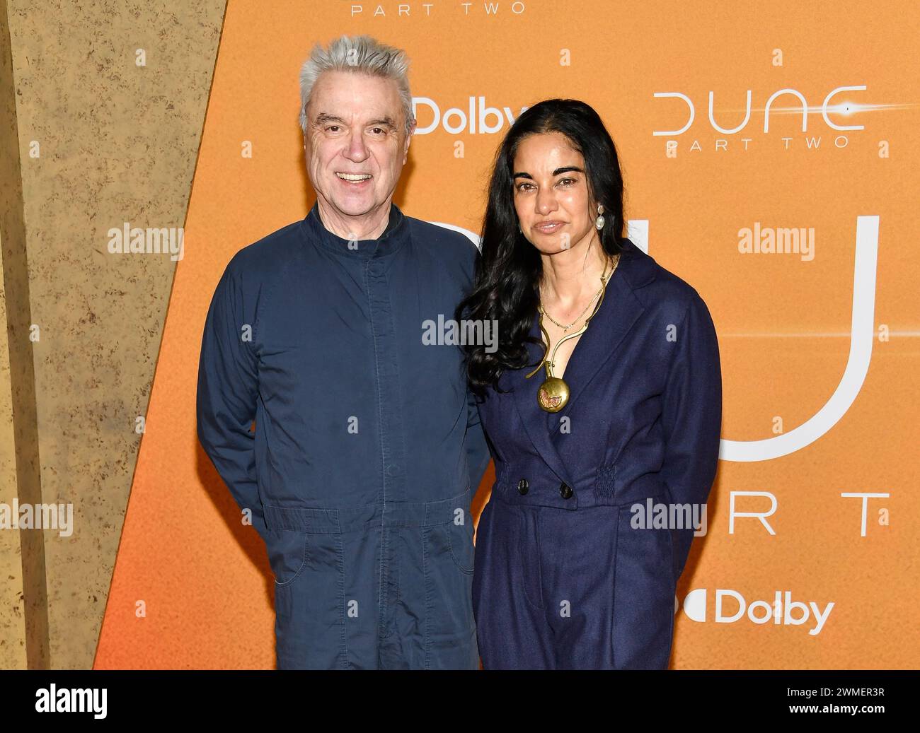 David Byrne, left, and Mala Gaonkar attend the premiere of "Dune: Part ...