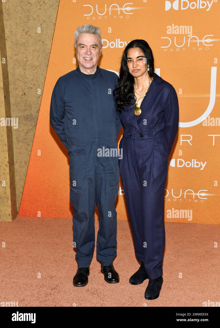David Byrne, left, and Mala Gaonkar attend the premiere of "Dune: Part ...