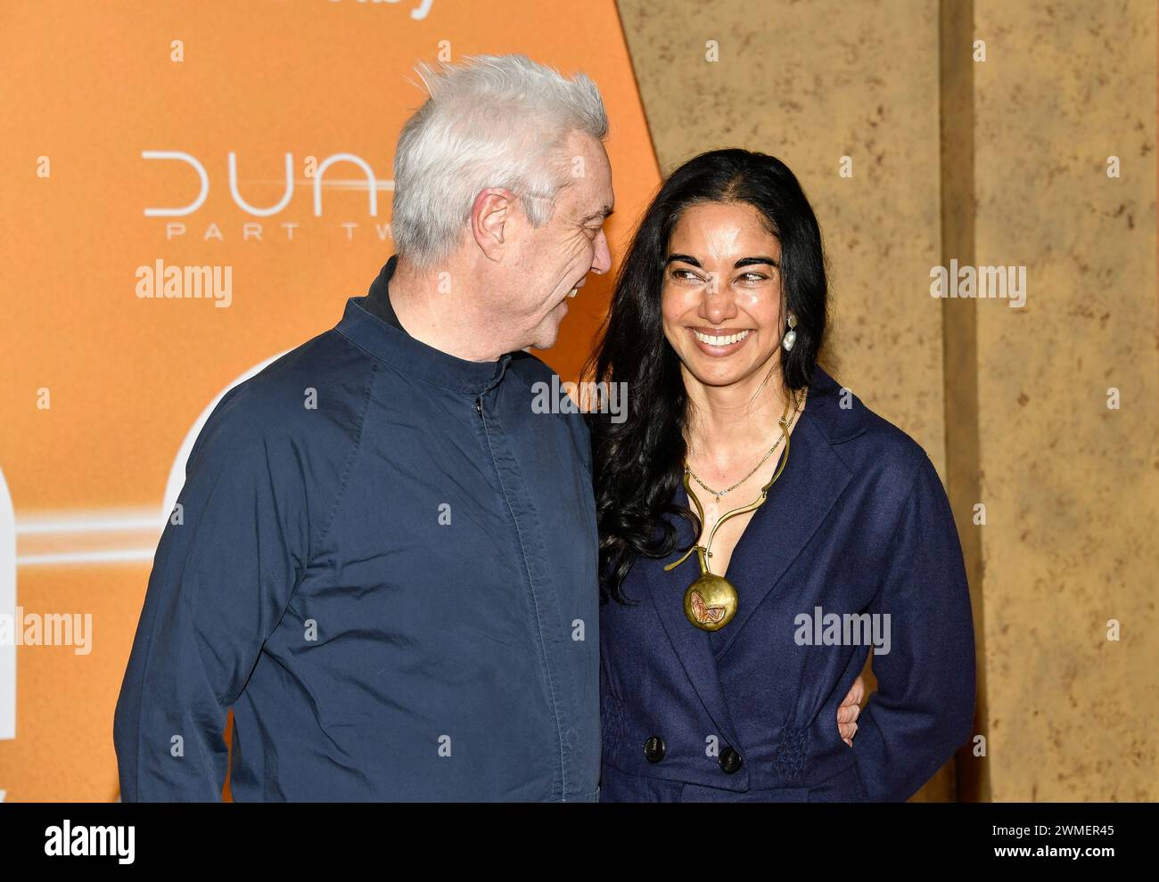 David Byrne, left, and Mala Gaonkar attend the premiere of "Dune: Part ...