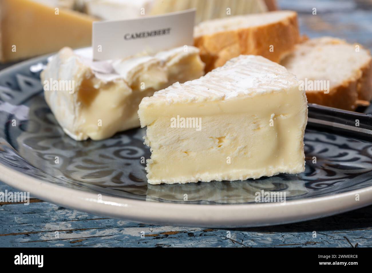 French soft Camembert cheese, original Camembert de Normandie, piece ...