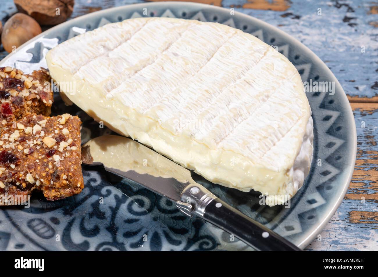 French soft Camembert cheese, original Camembert de Normandie, piece ...