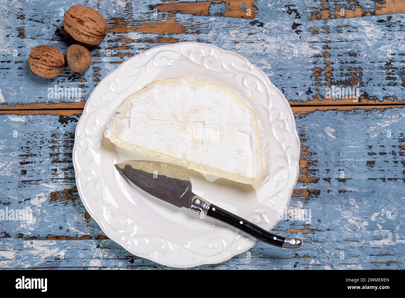 French soft Camembert cheese, original Camembert de Normandie, piece ...