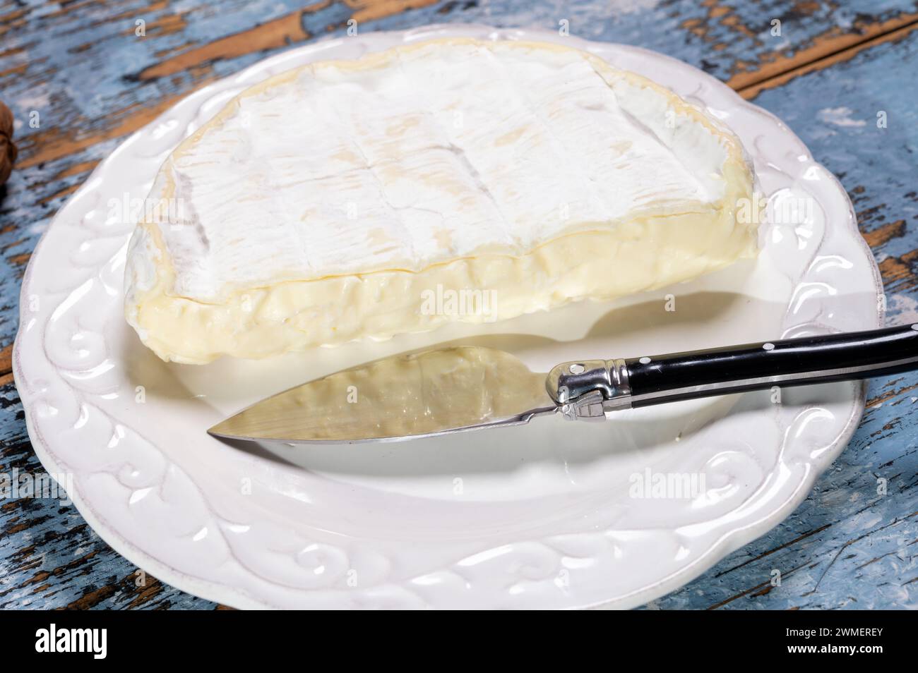 French soft Camembert cheese, original Camembert de Normandie, piece ...