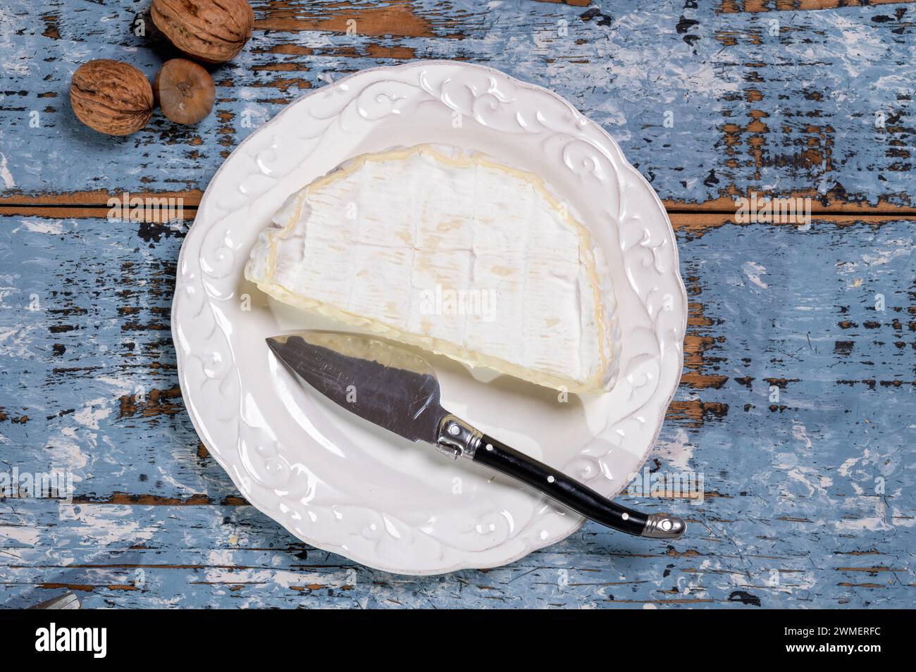 French soft Camembert cheese, original Camembert de Normandie, piece ...