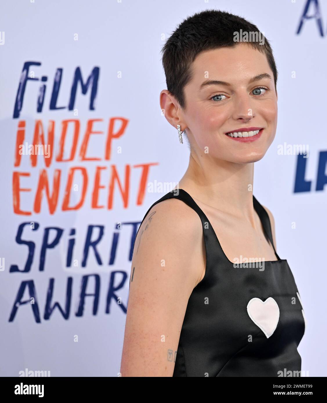 Emma Corrin arrives for the 2024 Film Independent Spirit Awards in ...