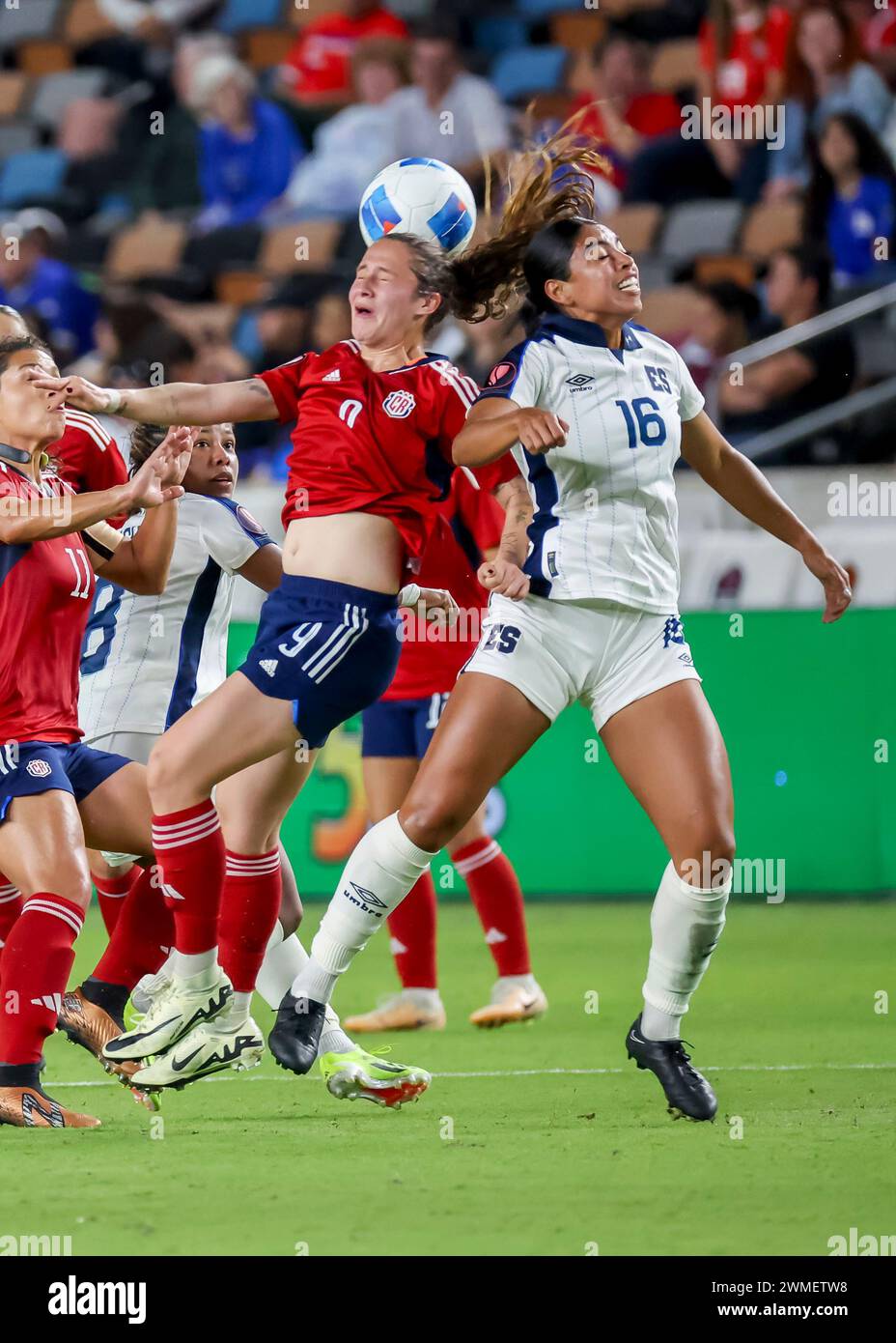 HOUSTON, TX - FEBRUARY 25: Costa Rica forward María Paula Salas (9) and ...