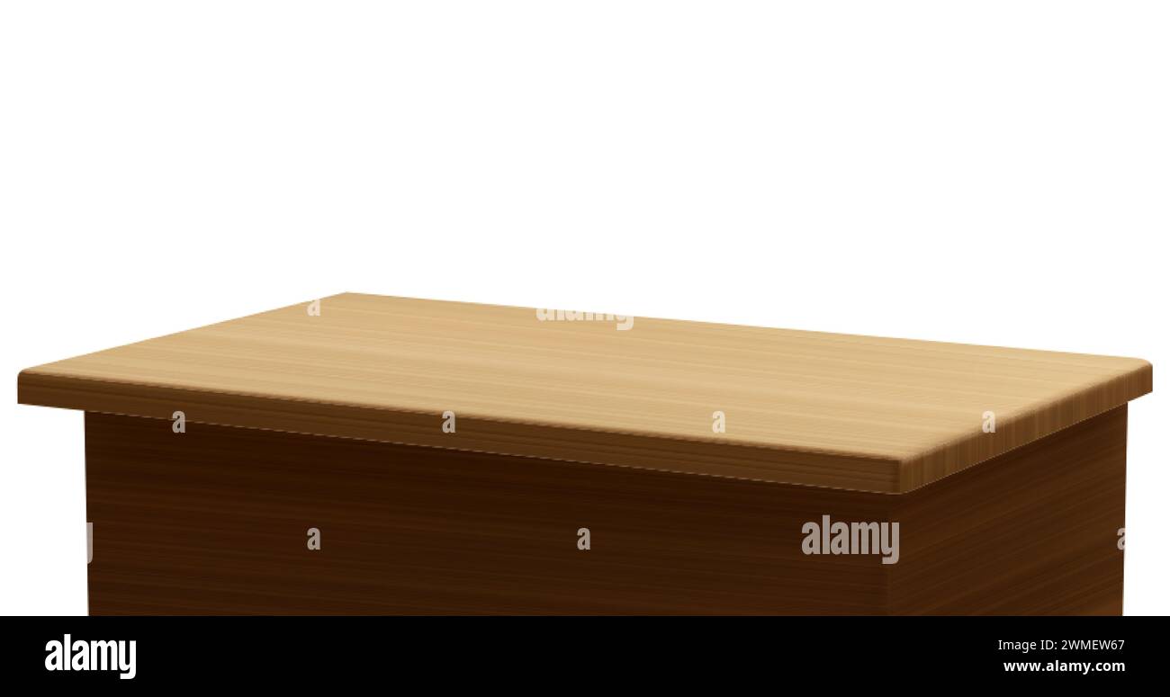 Wooden desk isolated on white background. Vector realistic illustration ...