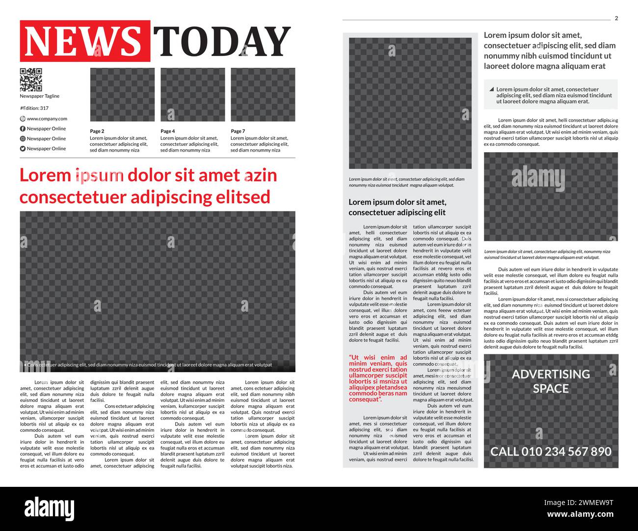 Newspaper front page blank Cut Out Stock Images & Pictures - Alamy