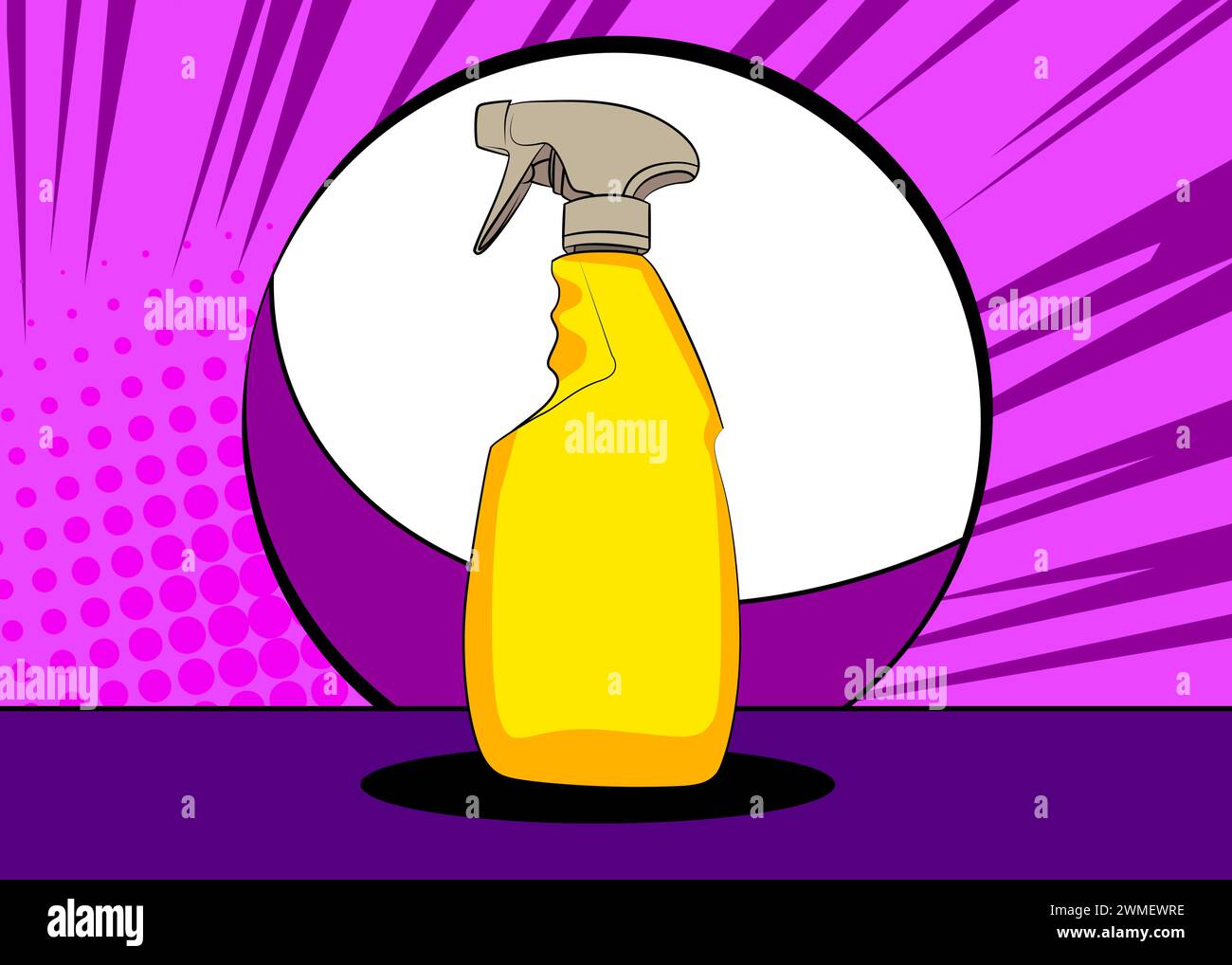Cartoon Cleaning Product, comic book Spray Bottle. Retro vector comics ...