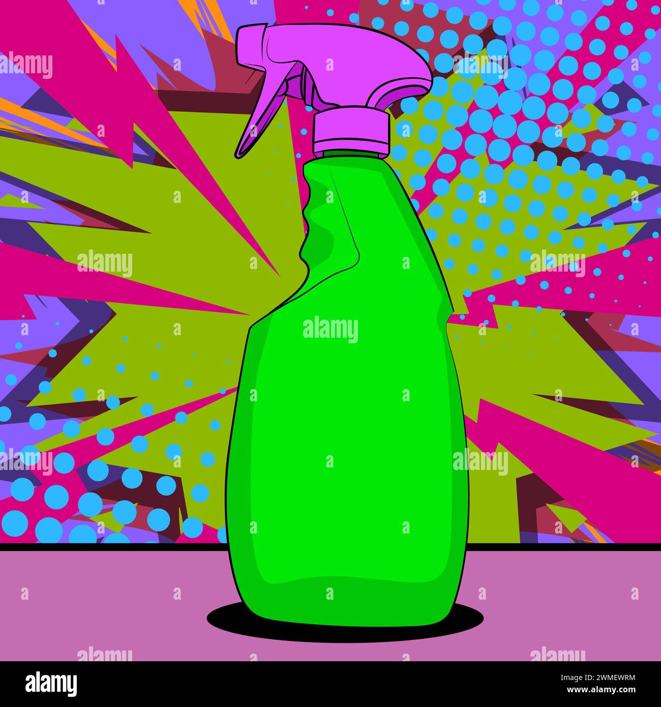 Cartoon Cleaning Product, comic book Spray Bottle. Retro vector comics ...