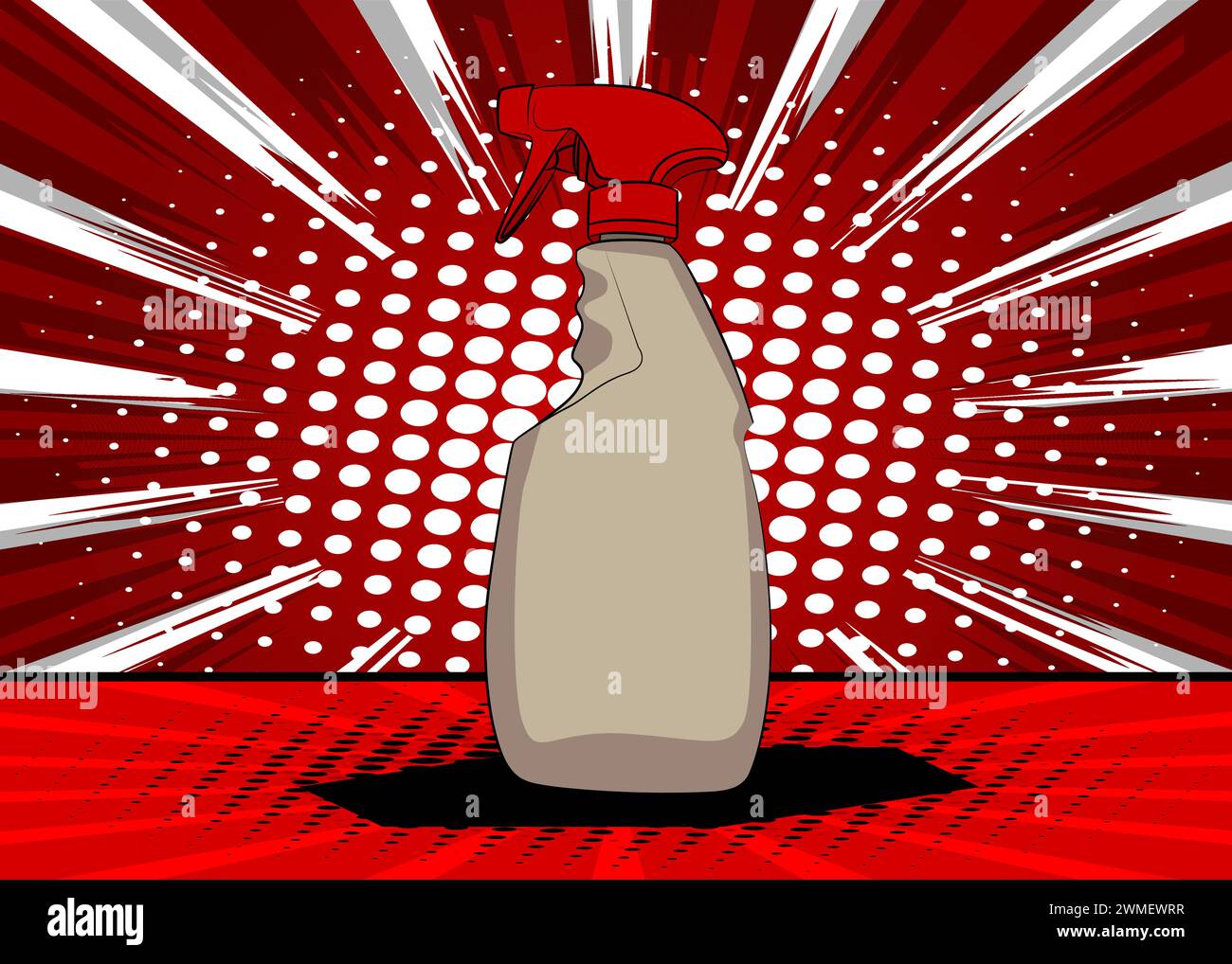 Cartoon Cleaning Product, comic book Spray Bottle. Retro vector comics ...