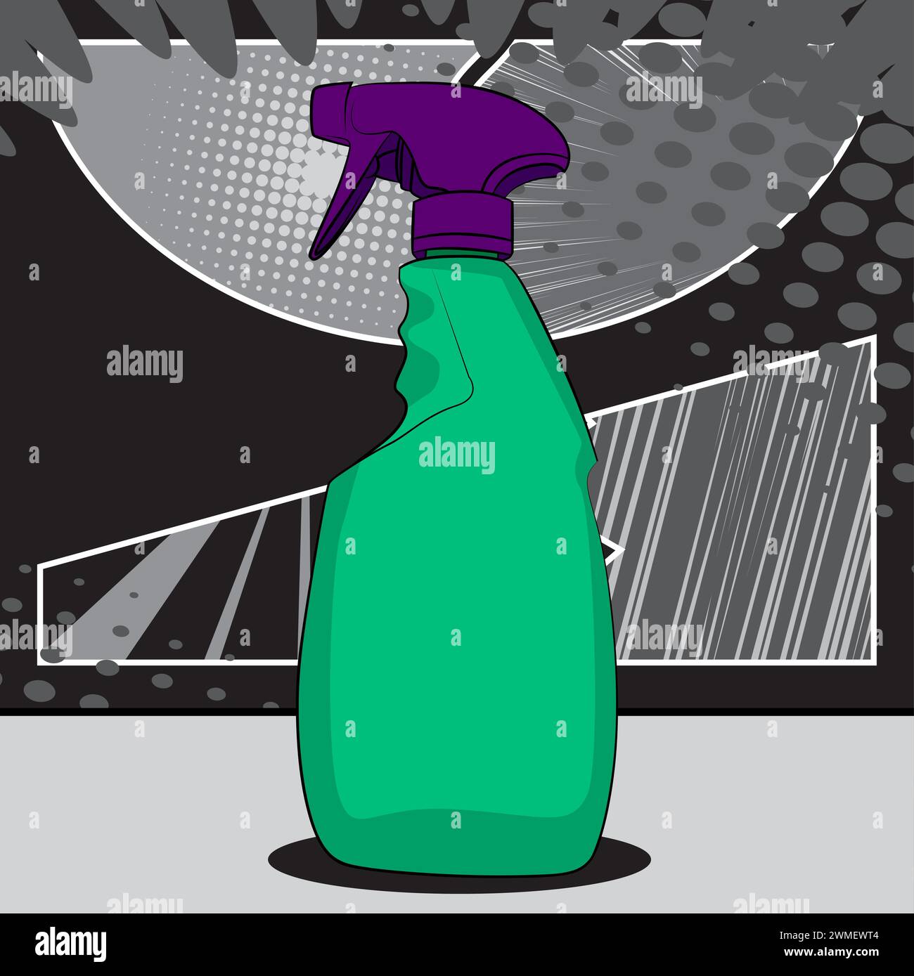 Cartoon Cleaning Product, comic book Spray Bottle. Retro vector comics ...