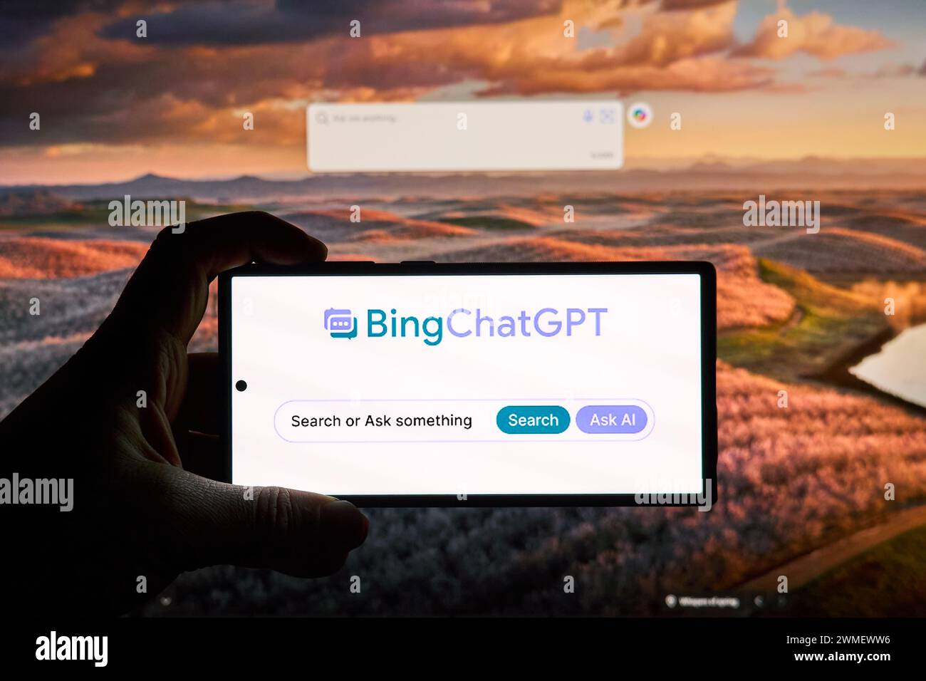 Dallas TX, USA - February 24, 2024: Microsoft Bing logo on a cellphone ...