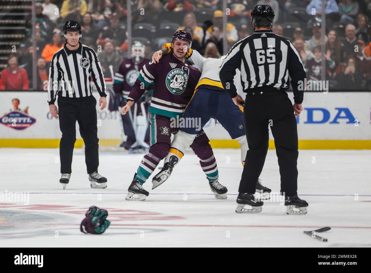 Anaheim Ducks center Sam Carrick (39) and Nashville Predators ...