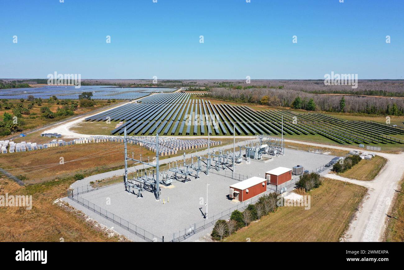 An aerial view of the Harmony Solar Energy Center in Harmony, an ...