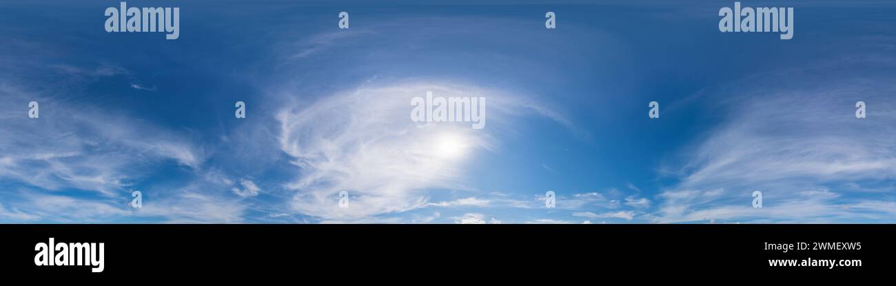 Blue summer 360 panorama of sky with clouds, no ground, in seamless ...