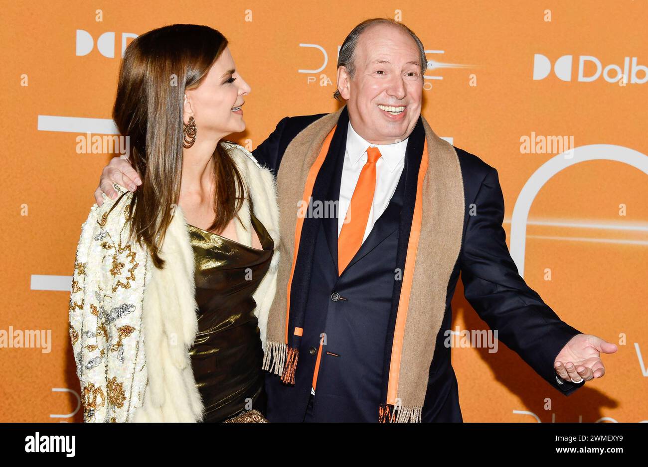 Hans Zimmer, right, and Dina De Luca Chartouni attend the premiere of ...