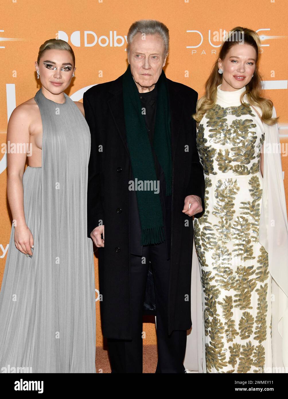 Florence Pugh, left, Christopher Walken and Lea Seydoux attend the ...