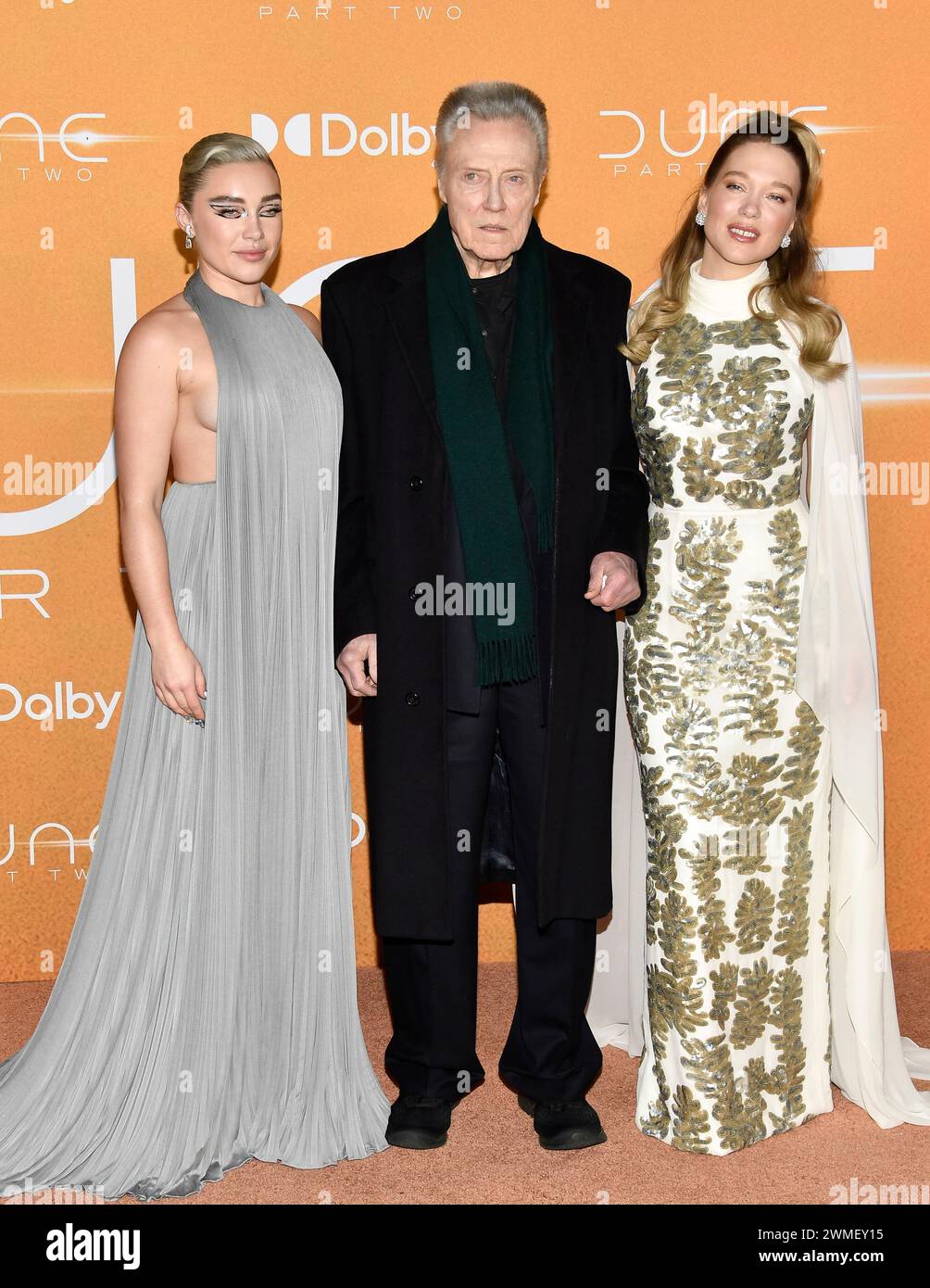 Florence Pugh, left, Christopher Walken and Lea Seydoux attend the ...