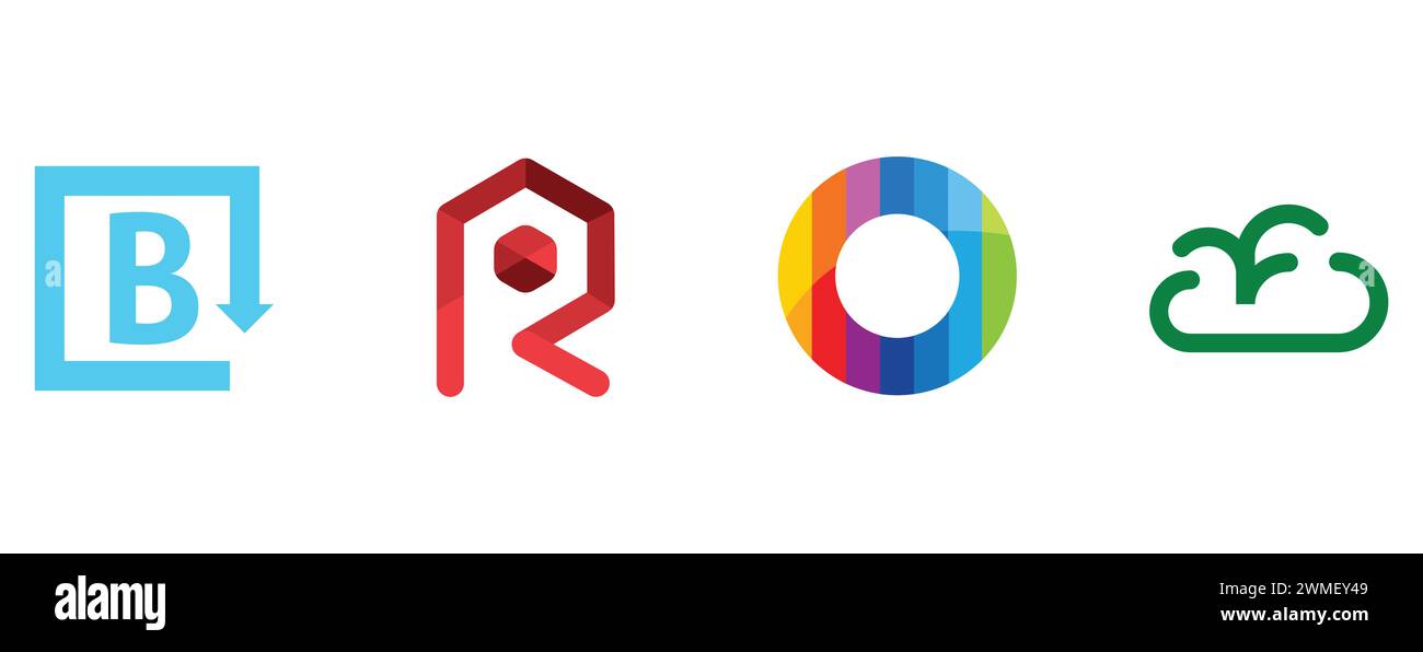 BRANDFOLDER, APPFOG, REDSMIN, CHARTBLOCKS. vector illustration isolated ...