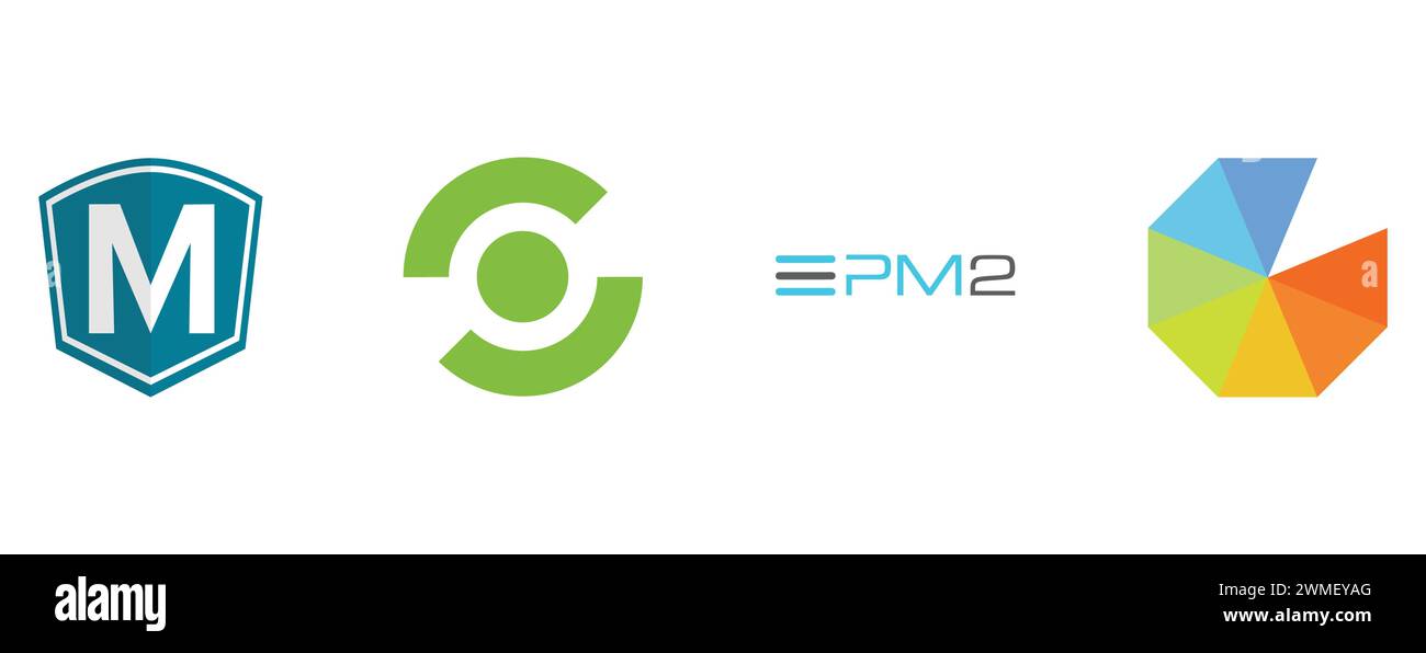 MEAN, PM2, GLEAM, STATUSPAGE. vector illustration isolated on white ...