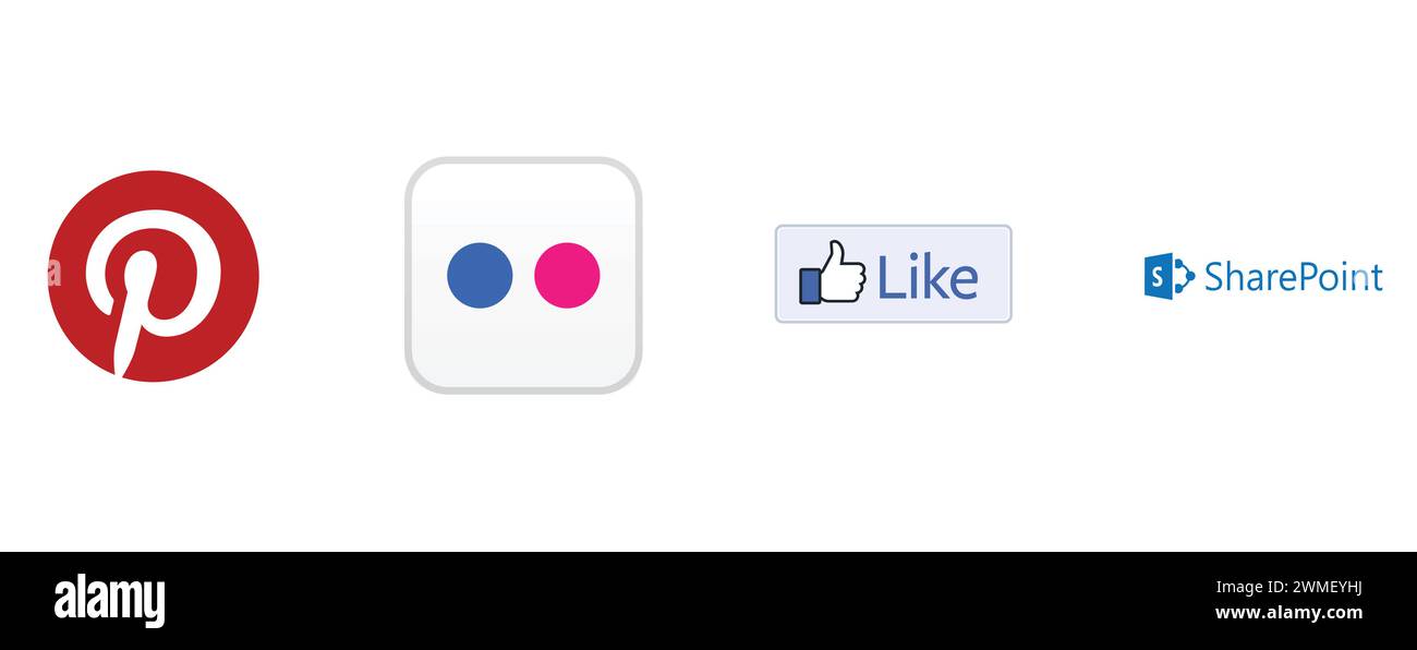 PINTEREST, SHAREPOINT, FLICKR ICON, FACEBOOK LIKE. vector illustration ...